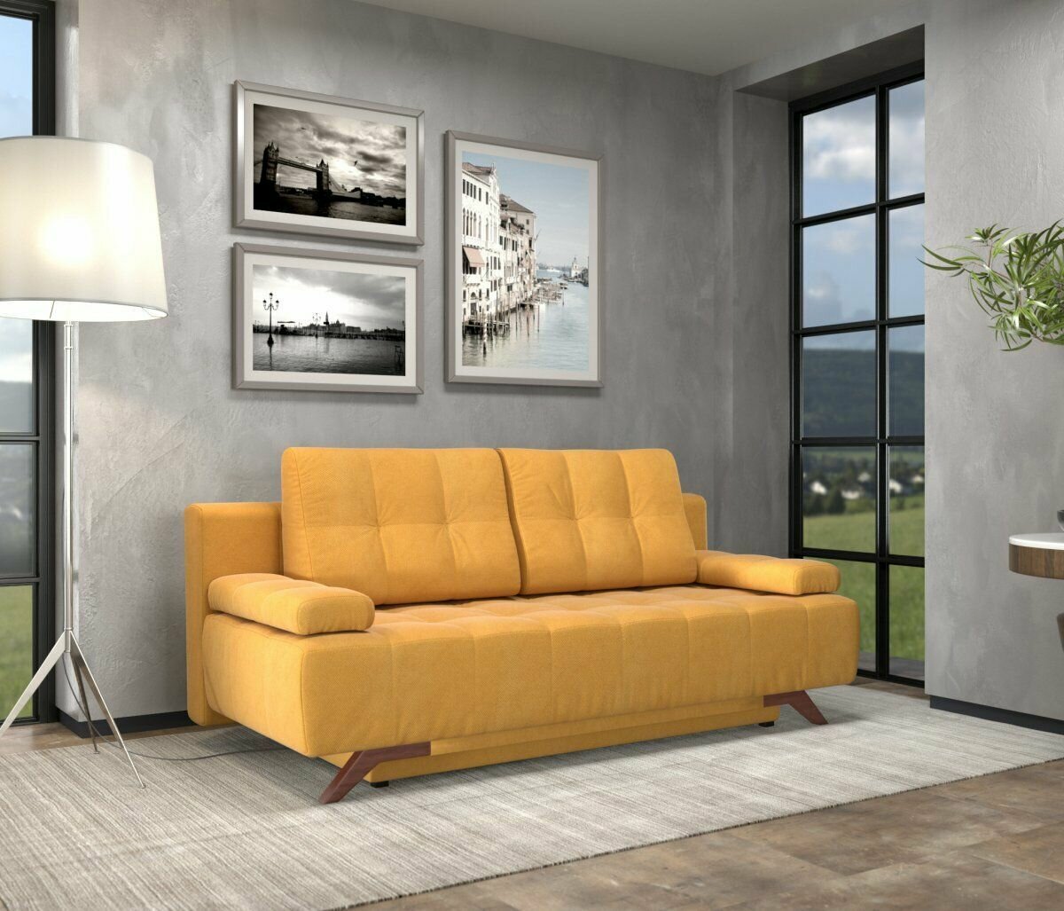 Диван прямой Баден-Баден желтый