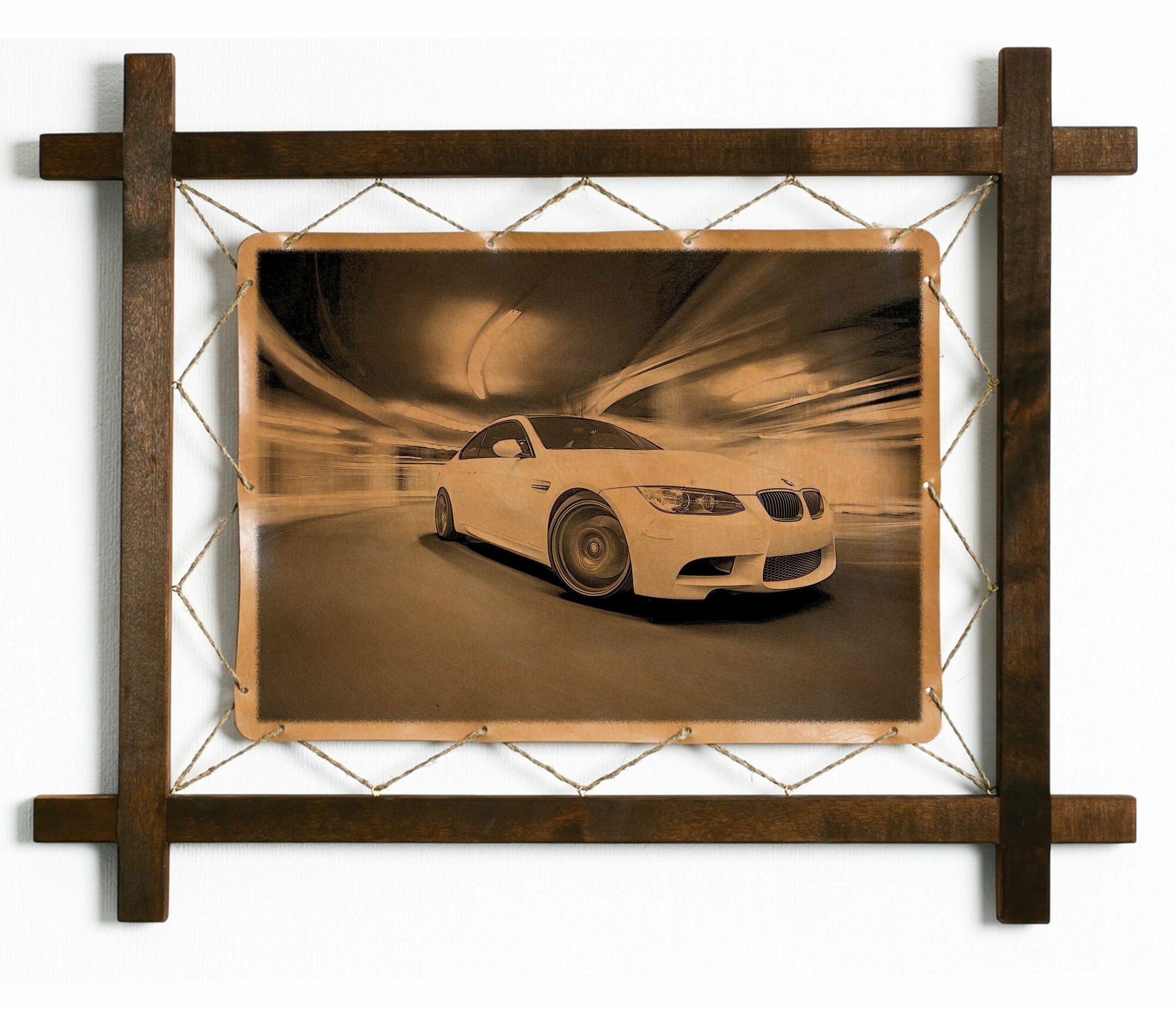 Картина интерьерная из кожи "Автомобиль", BoomGift