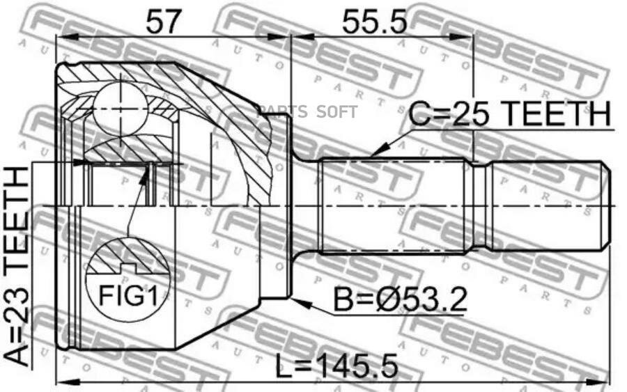 2110FOC FEBEST ШРУС FORD FOCUS I 1.4-1.8 98-04 наружн.