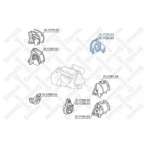 Подушка двигателя задняя HONDA HR-V GH1 / GH2 / GH3 / GH4 1998-2005, 2517282SX STELLOX 25-17282-SX