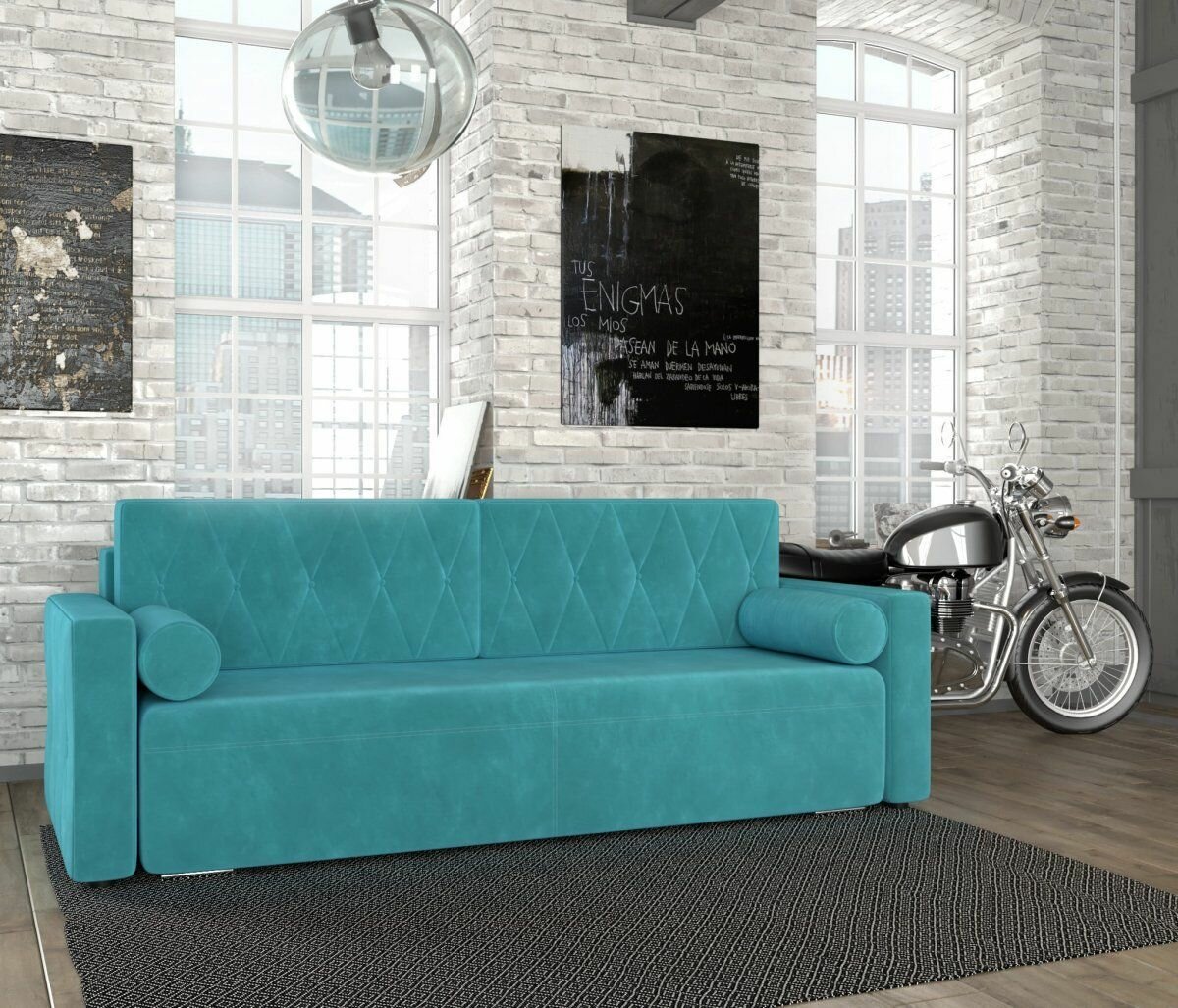 Диван-кровать прямой Милфорд бирюзовый