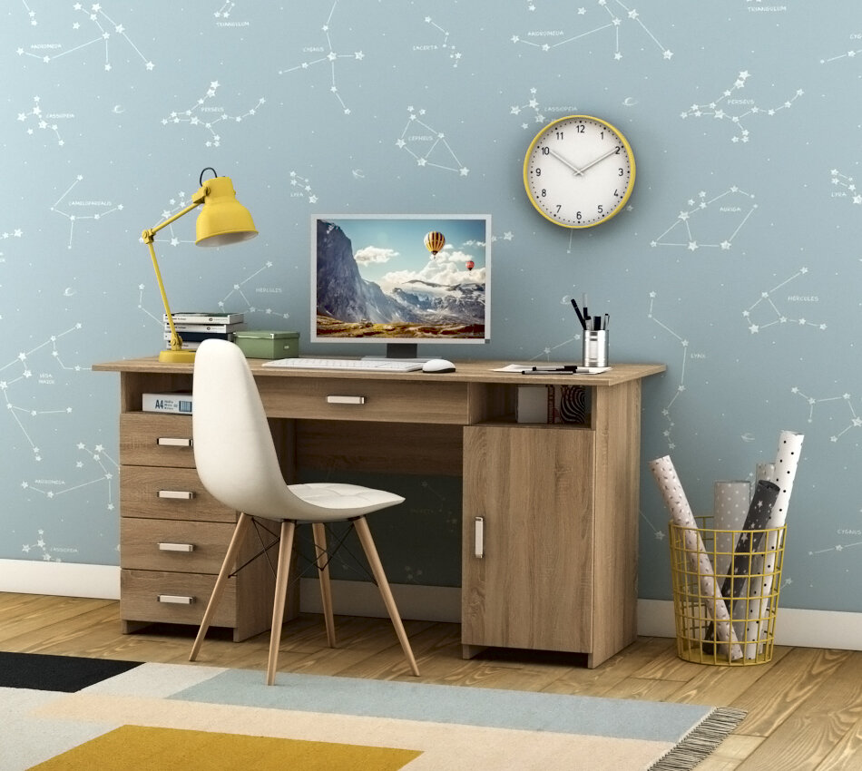 Стол письменный, стол компьютерный Лайт (Ньюкасл) 8Я дуб сонома