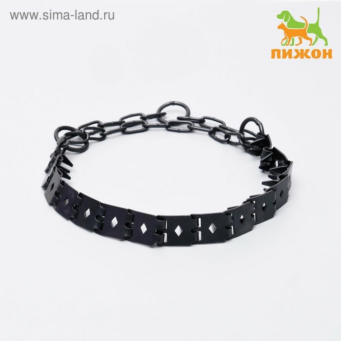 Строгий ошейник, 50×2.3 см, пластинчатый, вороненый, металл
