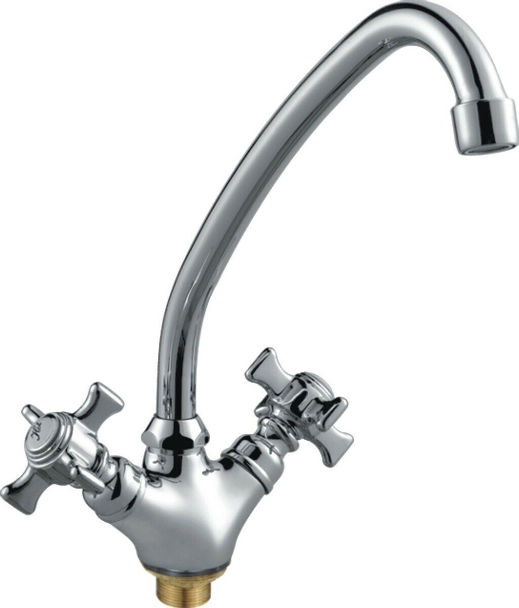 Смеситель Haiba HB4924, для кухонной мойки, двуручковый, с высоким поворотным изливом