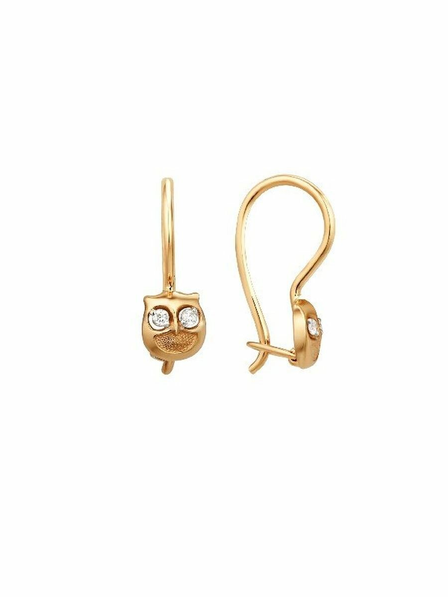 Серьги, красное золото, 375 проба, фианит
