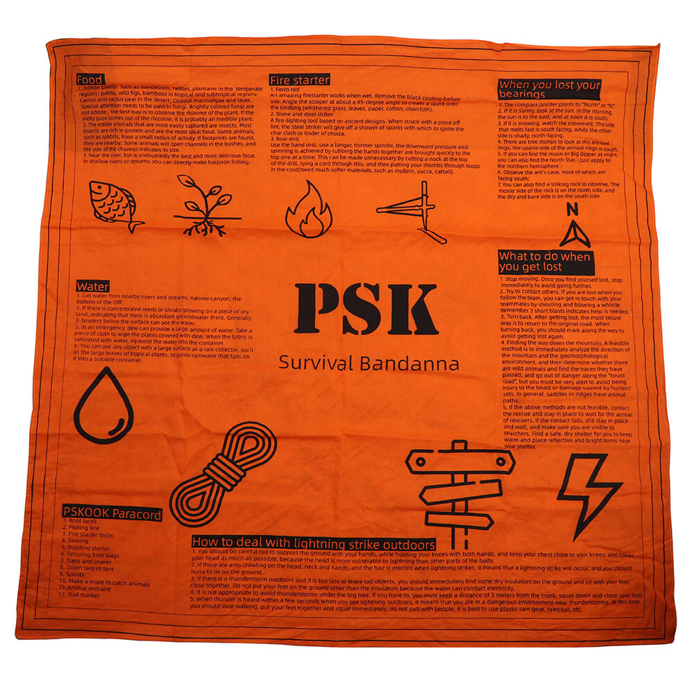 Бандана для экстренных случаев на открытом воздухе, велосипедный головной платок, шарф для лица, тактическая бандана для выживания в дикой природе, бандана из чистого хлопка