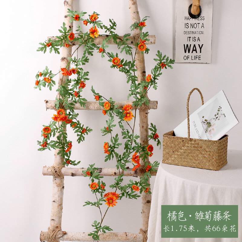 Искусственная гирлянда из ромашек, маленькая гирлянда из подсолнухов, искусственная цветочная гирлянда для украшения труб кондиционера в гостиной и оконных экранов в помещении.