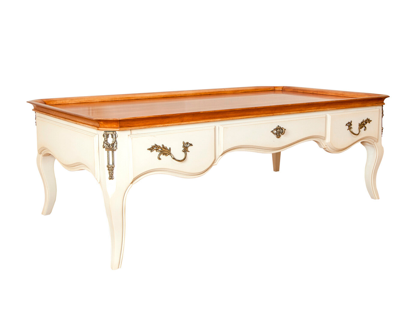 Прямоугольный журнальный стол прованс из дерева с ящиками