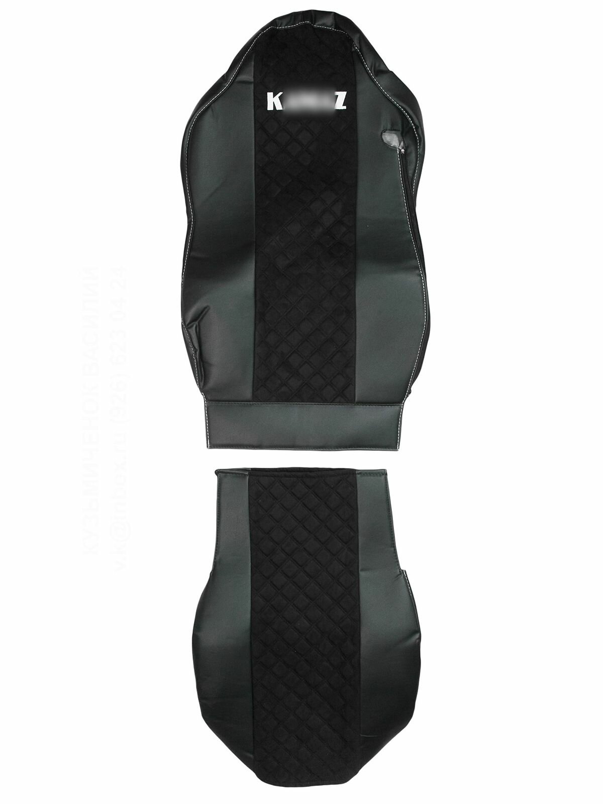 Чехлы на сиденья автомобиля KамаZ EURO (5490) 2013-2019 г. (2 высоких.) (Экокожа / алькантара) Сделано в России. (27292)