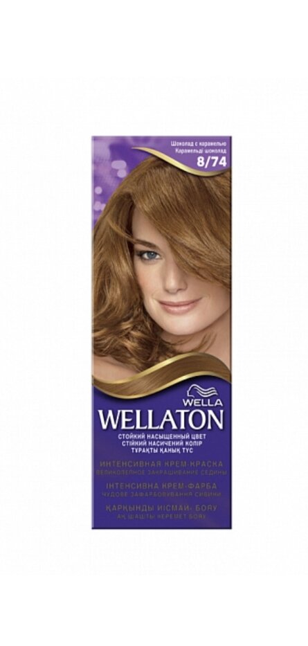 Wellaton стойкая крем-краска для волос, 8/74 шоколад с карамелью, 110 мл