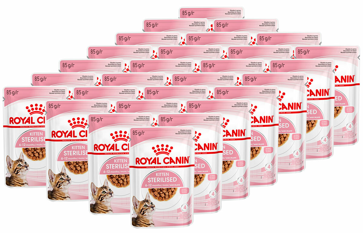 Корм влажный Royal Canin Kitten Sterilised для кастрированных и стерилизованных котят в соусе пауч, 85 г х 28 шт