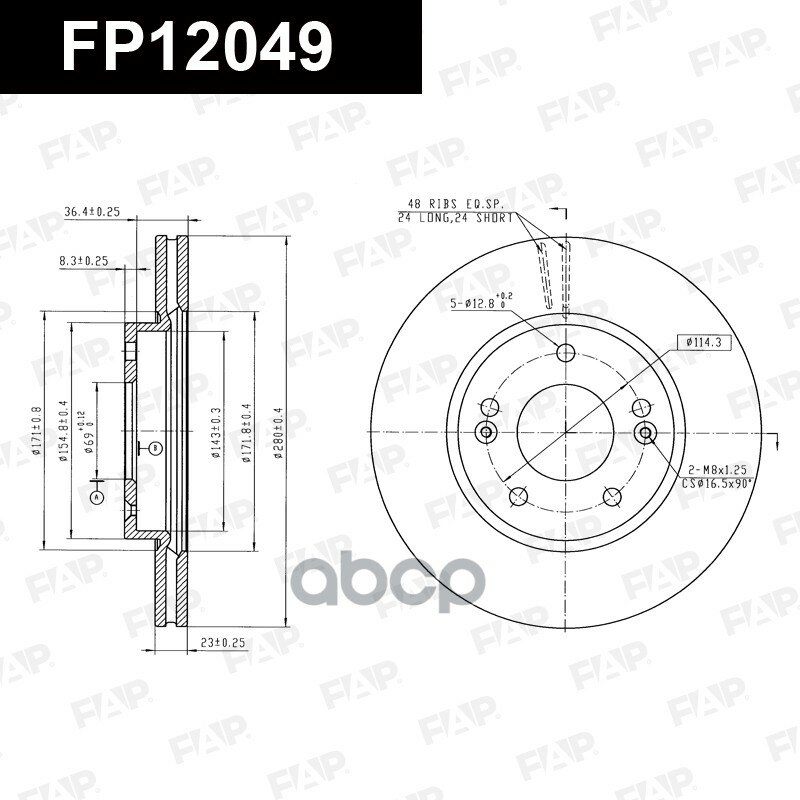 Диск тормозной передний! 280x23 Hyundai Creta/Elantra/i30 05> FAP арт. FP12049
