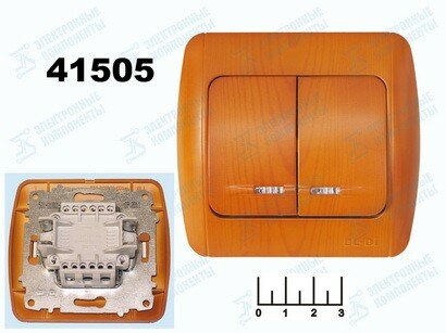Выключатель 2-клавишный EL-BI Zirve дуб с индикацией