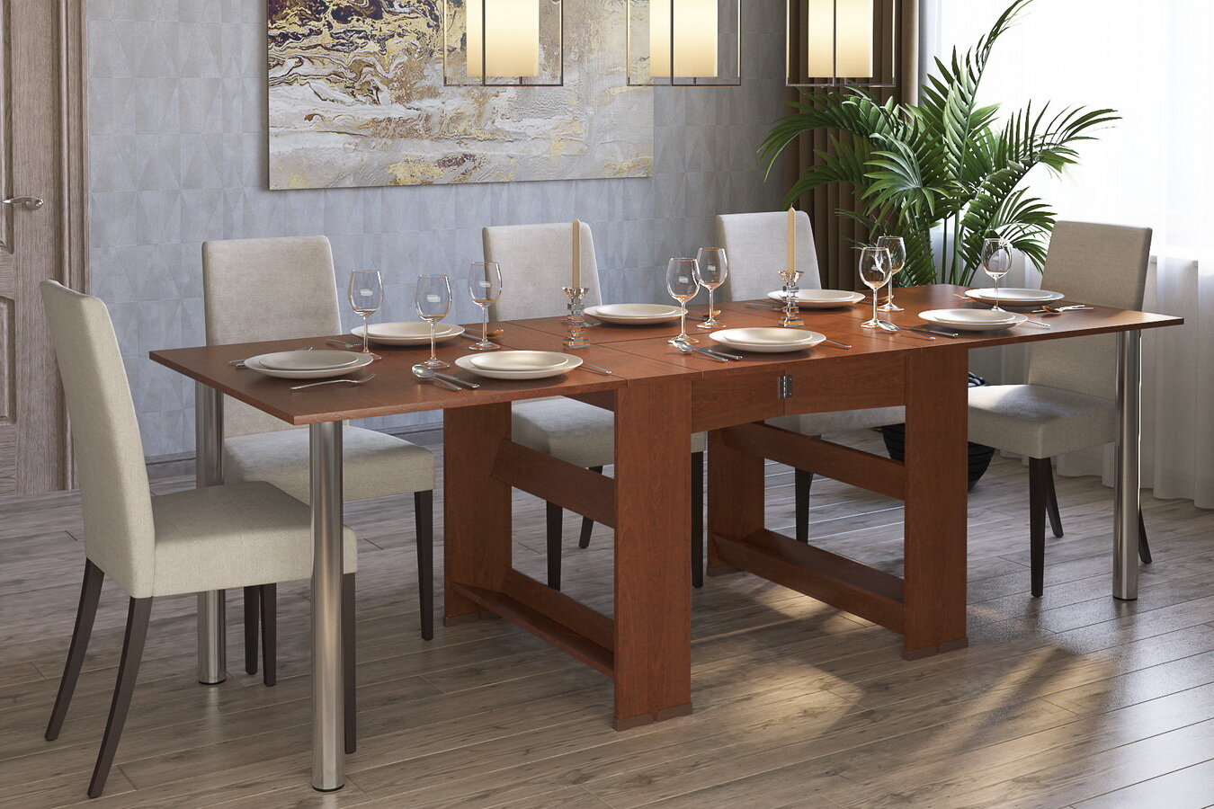 Стол-книжка СКР-6 Вишня, раскладной, обеденный, 73.9х87.0х240.0 см, россия