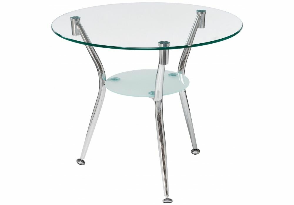 Стол Round woodville прозрачный, металл и стекло, круглая столешница, ножки