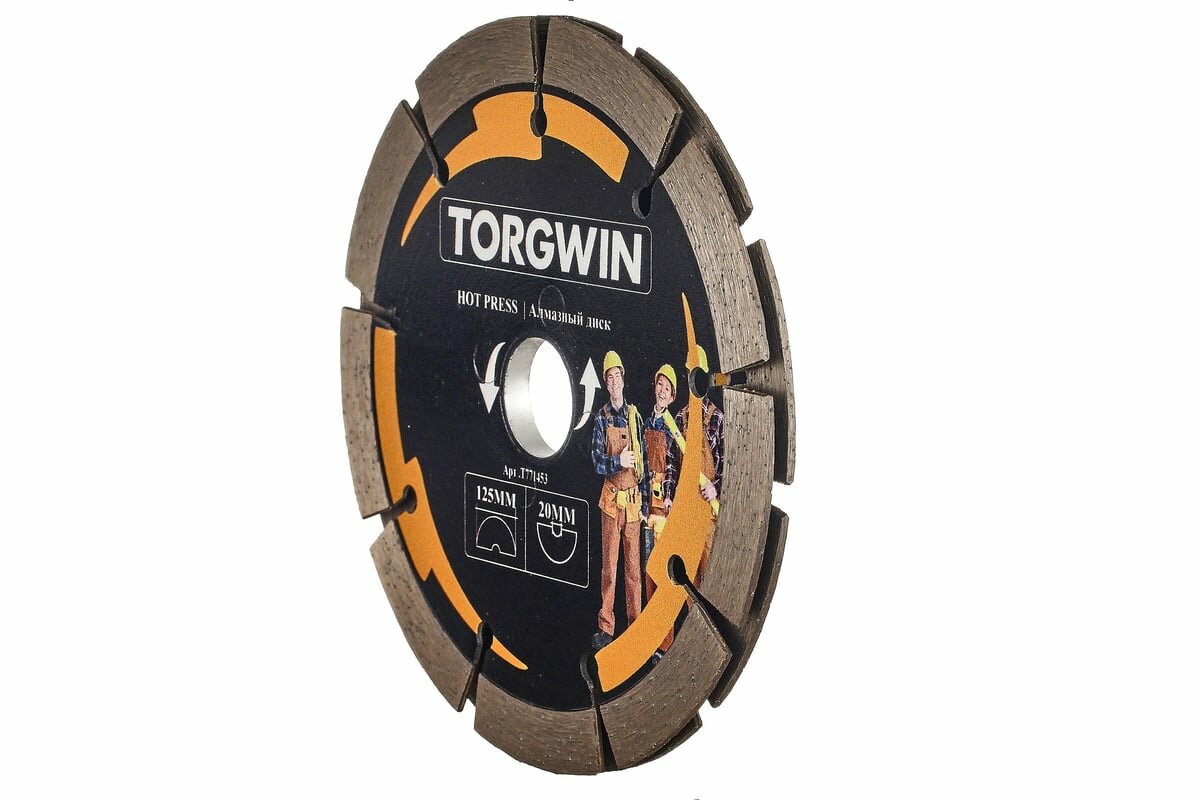 TORGWIN Диск алмазный отрезной для штробореза слотированный Двойной, штраба 6,5мм ?125х20/16хz9/10х2,5/6,4мм "Grooving Machines" Slotted Double Best for Ceramic and Stone // T771453