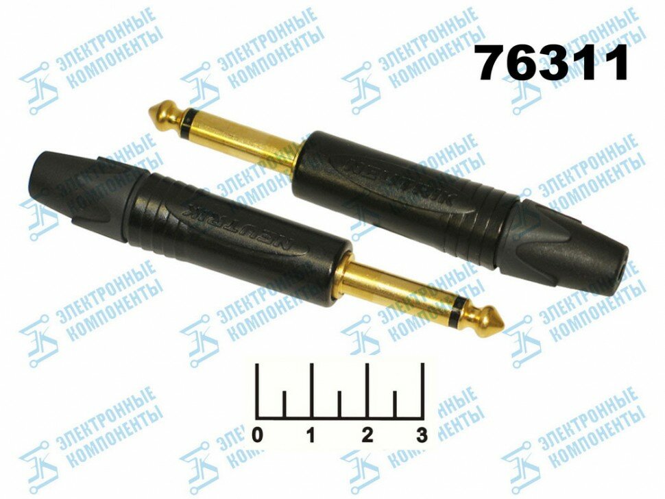 Разъем AUD 6.3 штекер моно металл gold черный Neutrik (NP2X-B)