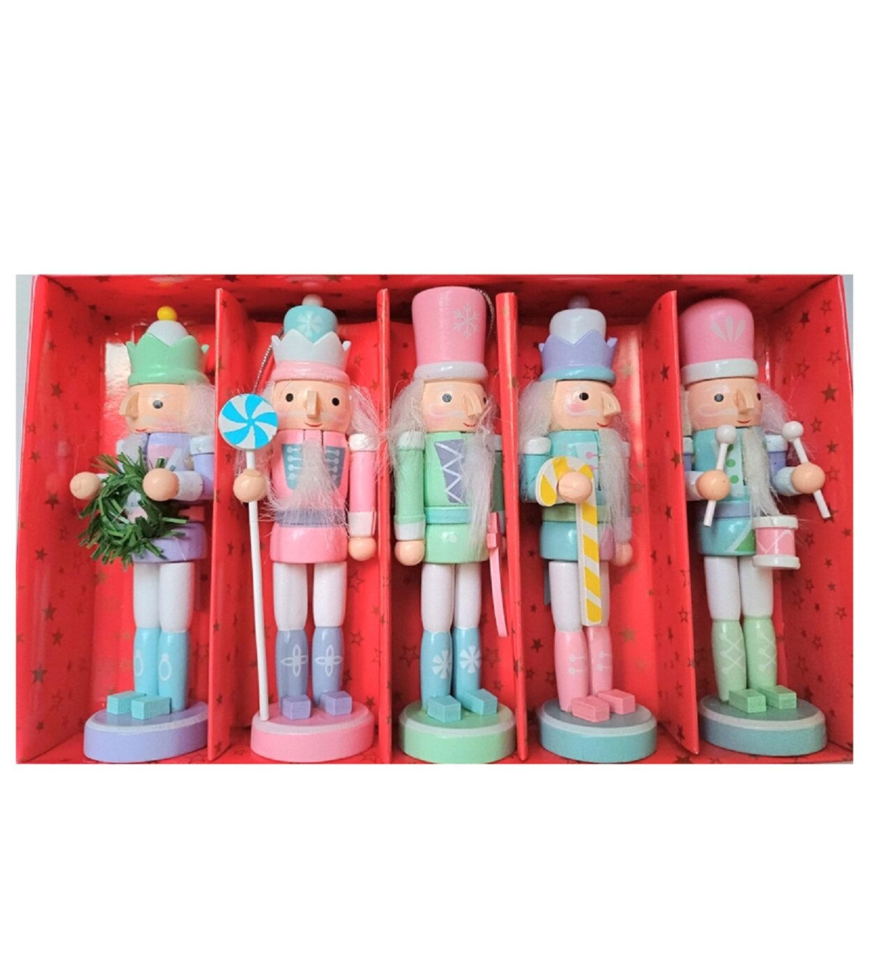 Набор ёлочных игрушек Azime "Щелкунчик", дерево, ручная роспись, 5 шт