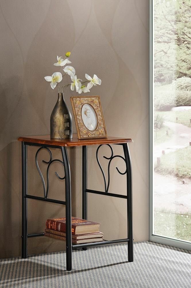 Тумба прикроватная TetChair Piccolo, металл, гевея, черный/красный дуб