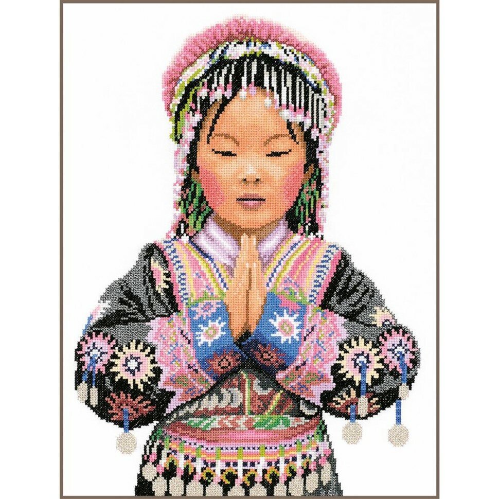 Набор для вышивания Lanarte#PN-0200962 Thai hill tribe girl (Девушка из тайского горного племени), Счетный крест, 29 х 30 см