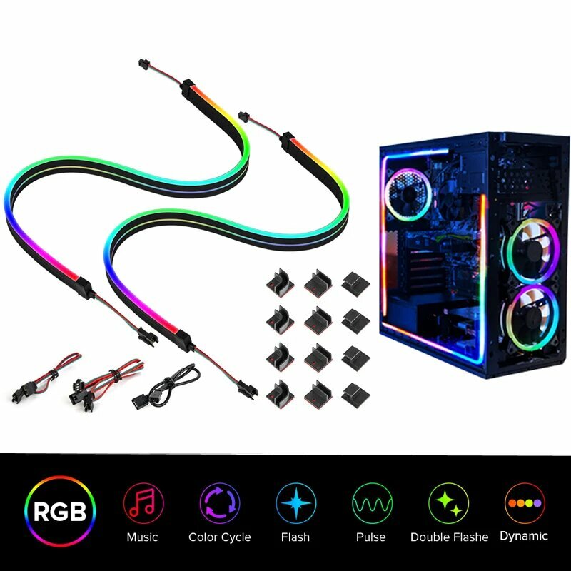 Светодиодная лента BTF-LIGHTING для ПК WS2812B 60 диодов DC5V/DC12V DC5V 3PIN Light Kit