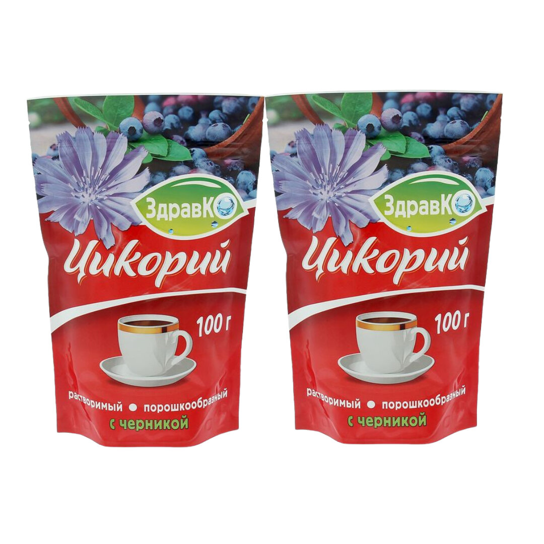 Цикорий натуральный порошкообразный растворимый "ЗдравКо" черника, 2 шт по 100 гр