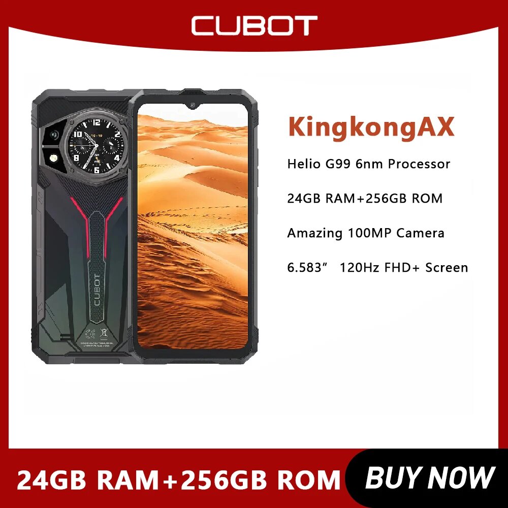 Cubot King Kong AX, ультратонкий прочный смартфон Android, Helio G99, 24 ГБ ОЗУ, 256 Гб ПЗУ, дисплей 120 Гц, МП, двойной экран