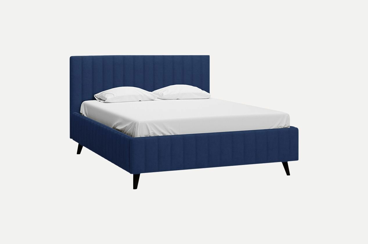 Кровать 180x200 двуспальная с подъемным механизмом, Divan.ru Маркфул 180 Велюр Полуночный, 213х195х110 см, велюр, синяя
