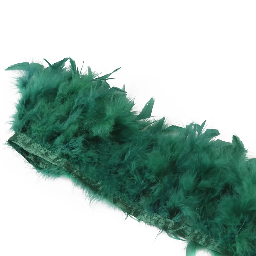 Лента из перьев индейки LZA FENGJ 2 м Изумрудный, 10meter, dark green