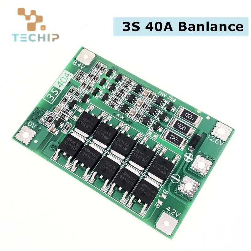 BMS плата 3S 40A балансир TECHIP