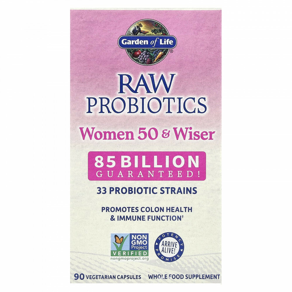 Garden of Life, RAW Probiotics, для женщин от 50 лет, 90 вегетарианских капсул