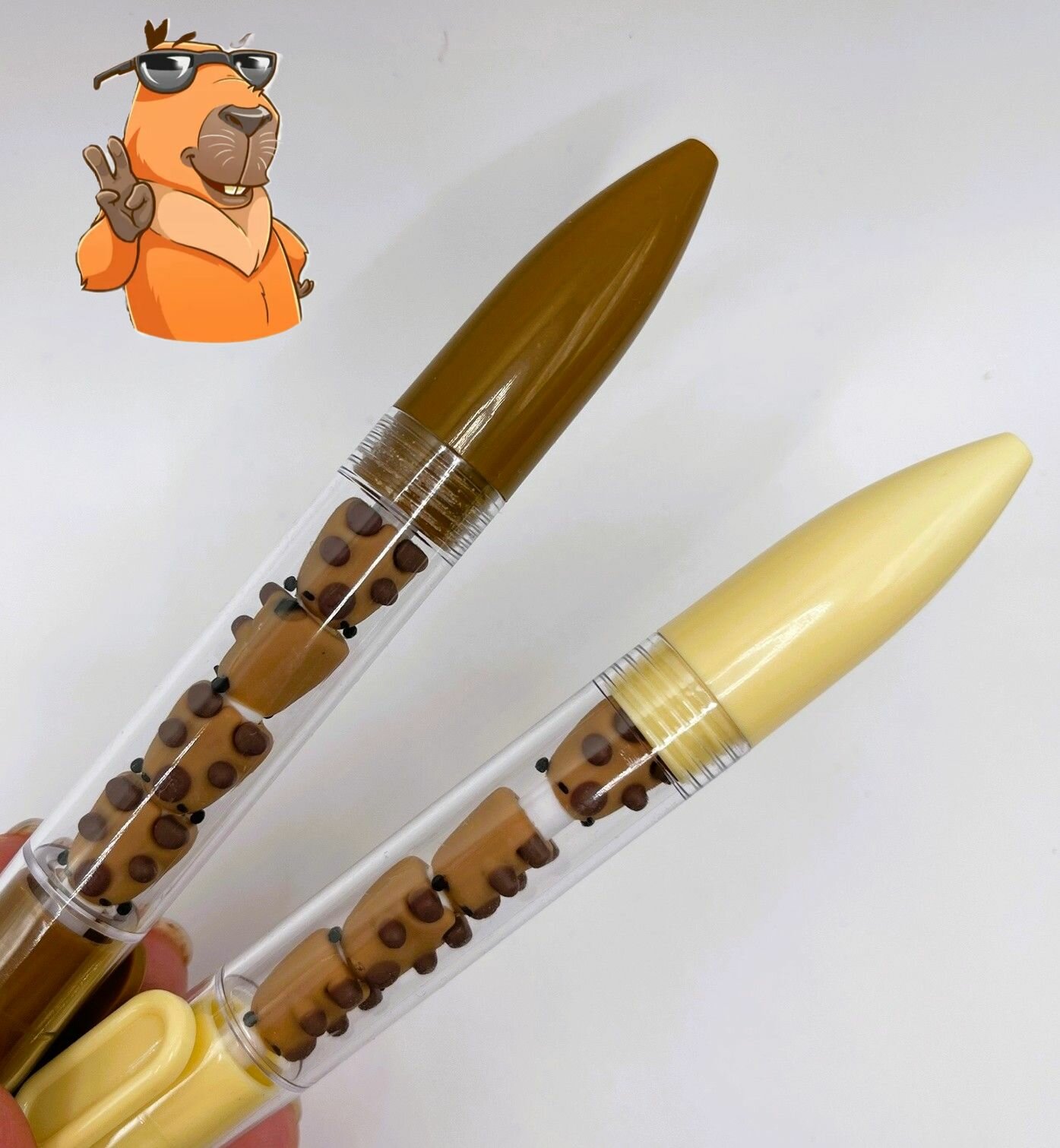 Ручка гелевая автомат " Капибара " синяя (2 шт)