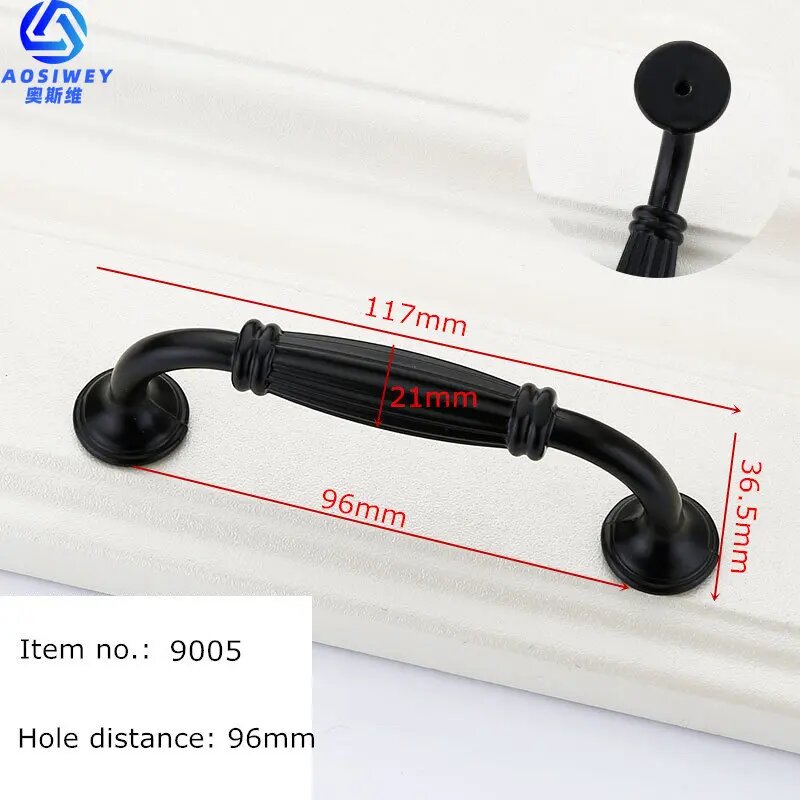 Ручки для шкафов черные алюминиевые 9005-96