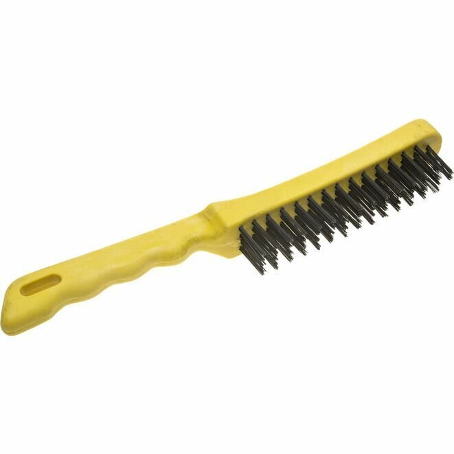 Щетка проволочная, STAYER 4 ряда, пластмассовая рукоятка, стальная