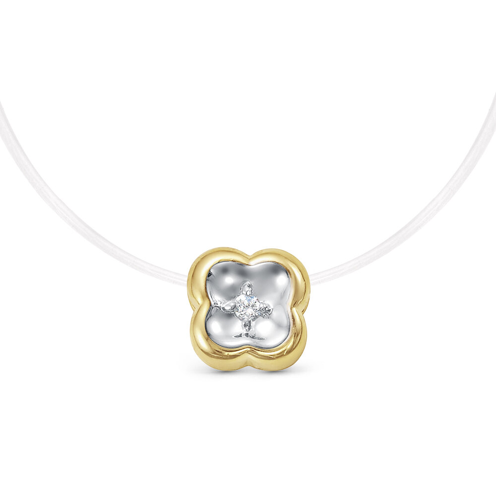 Колье, желтое золото, 585 проба, родирование, бриллиант