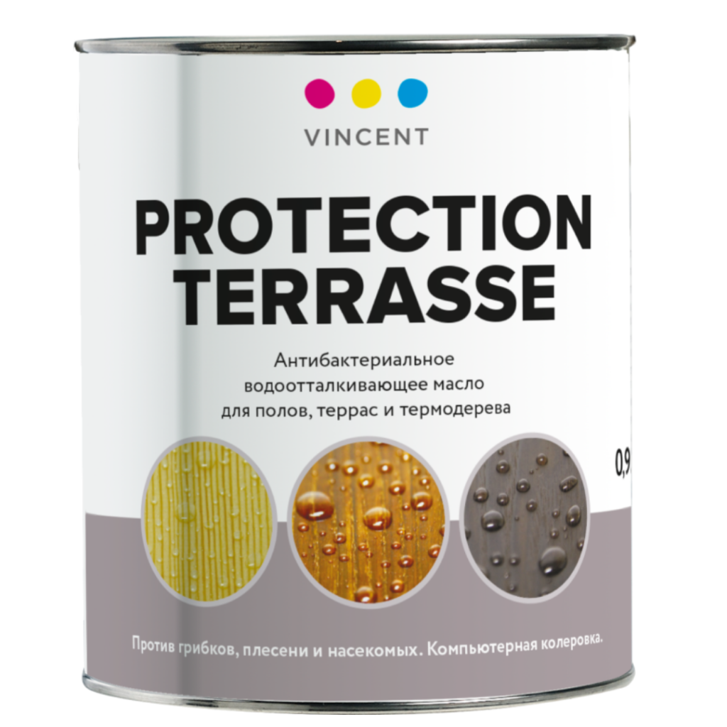 Масло VINCENT PROTECTION TERRASSE деревозащитное, антибактериальное 0,9л