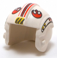 Minifigure, Headgear Helmet SW Rebel Pilot with Red Rebel Alliance Symbol, Stripes and Side Pattern, x164pb04 White U