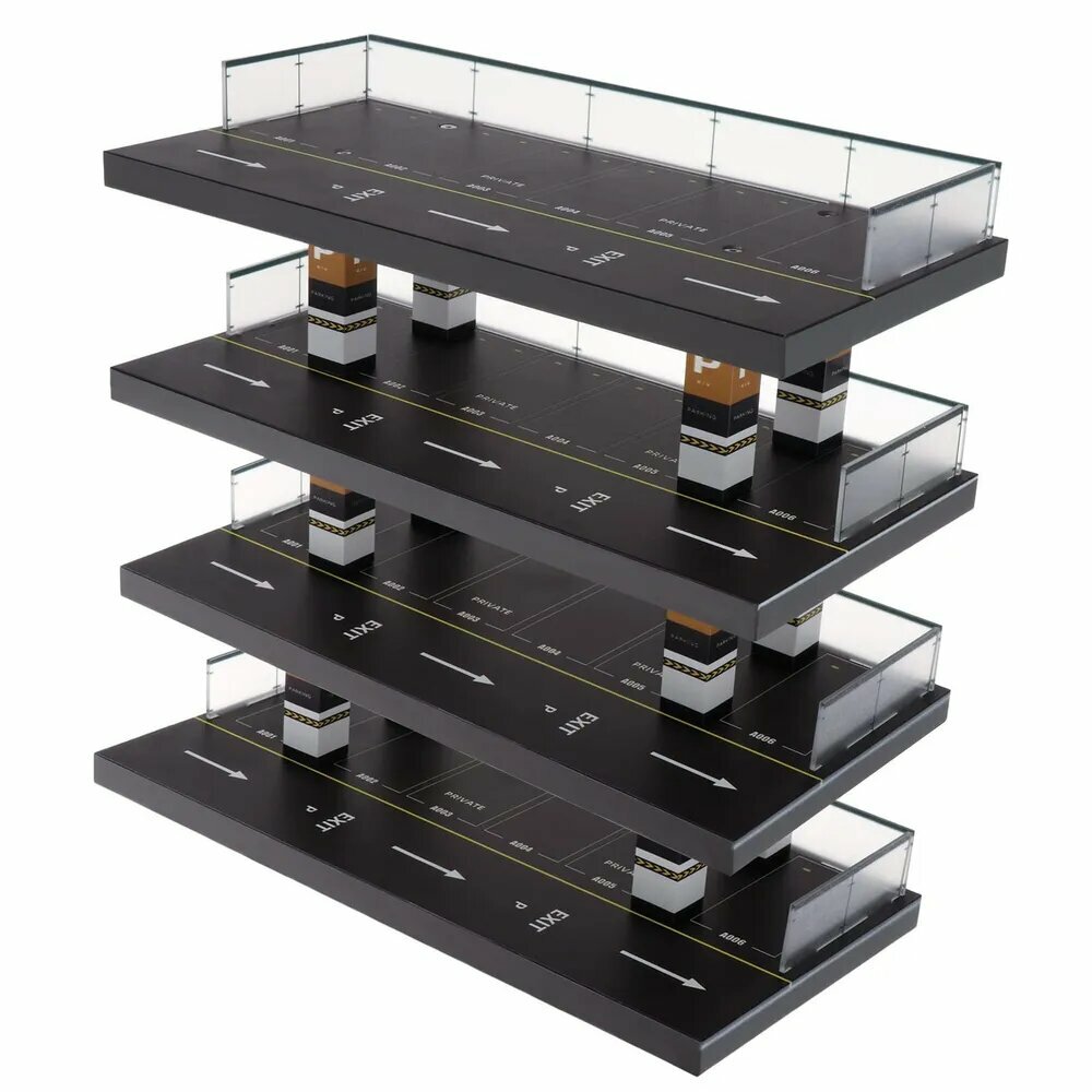 1/64 пейзажная диорама, парковка, гараж, акриловая витрина настольная, имитация парковки, 33×16×32cm