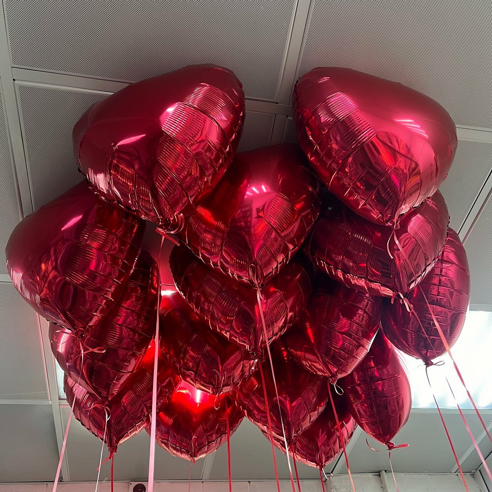 Набор шаров с гелием № 647 - в потолок Сердечки ( аэродизайн )