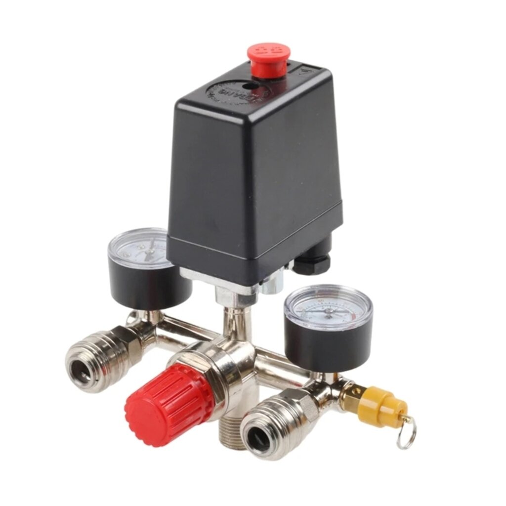 380 В трехфазный электрический воздушный компрессор, регулятор давления, манометры, кронштейн, опора, сборка с желтыми крышками