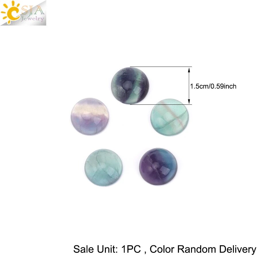 CSJA полудрагоценные камни флюорит кабошоны бусины 15mm-1pc