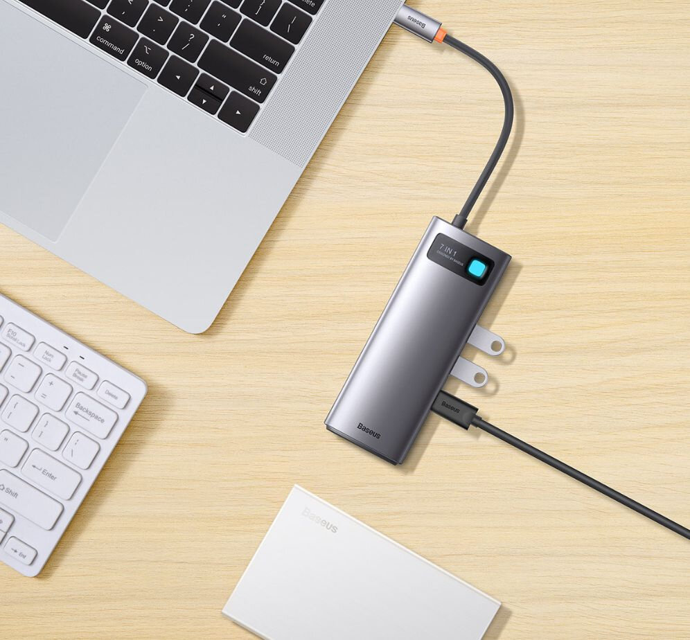 Хаб Baseus Metal Gleam Series 12-in-1 Multifunctional Type-C HUB Docking Station Gray (WKWG020213)