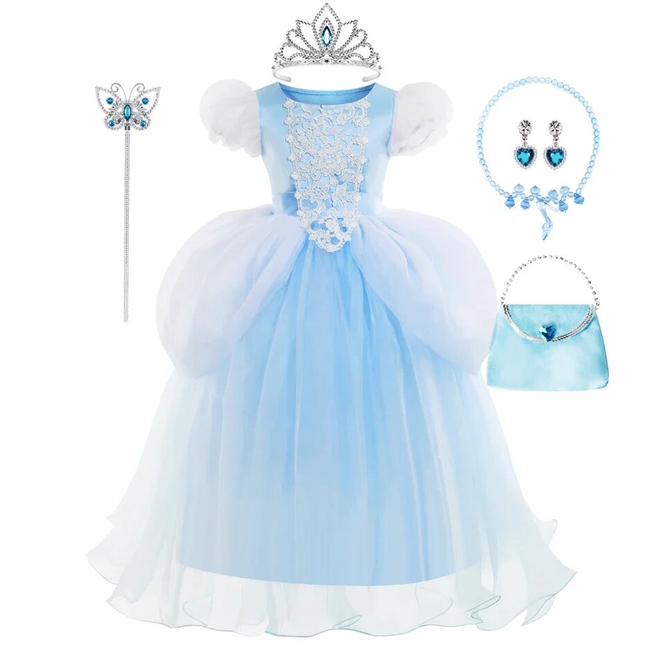 Платье принцессы Золушки для девочки, 5-6T, Dress6