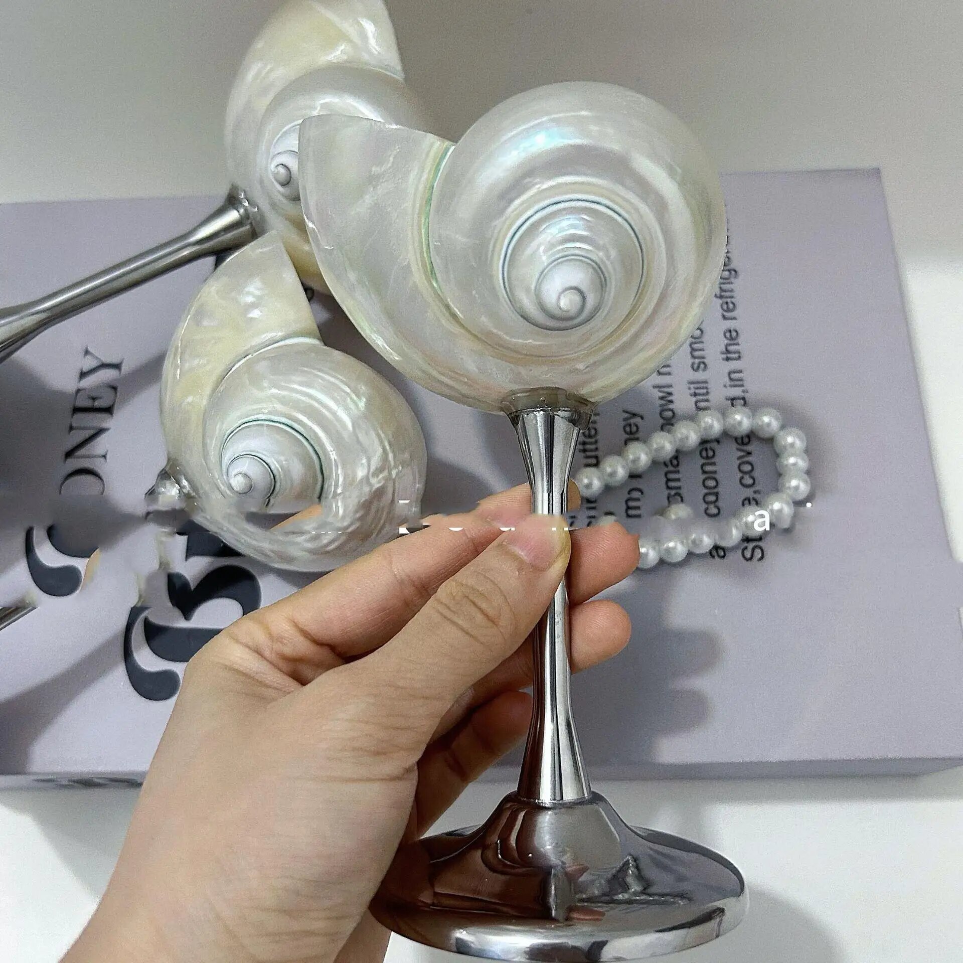 Бокал для вина из ракушки, 101-200 мл, Серебряный