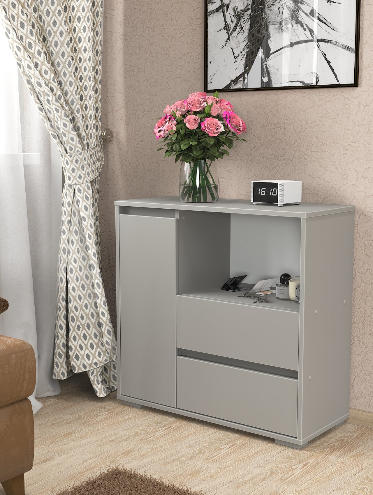 Комод деревянный с ящиками и полками №14