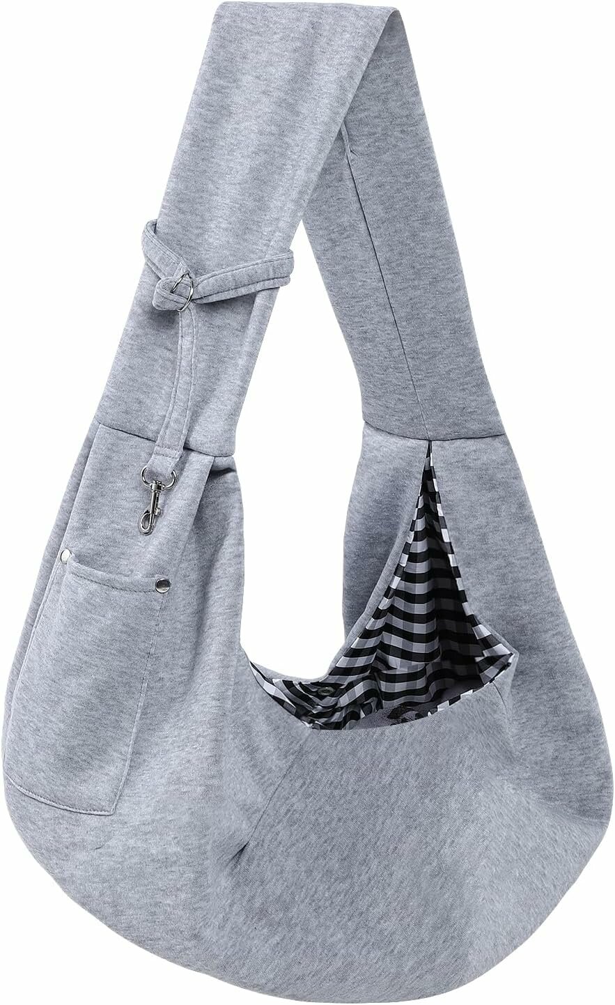DINGXIAN Переноска-слинг для собак и кошек: Обращаемая сумка-кенгуру с карманом, серый