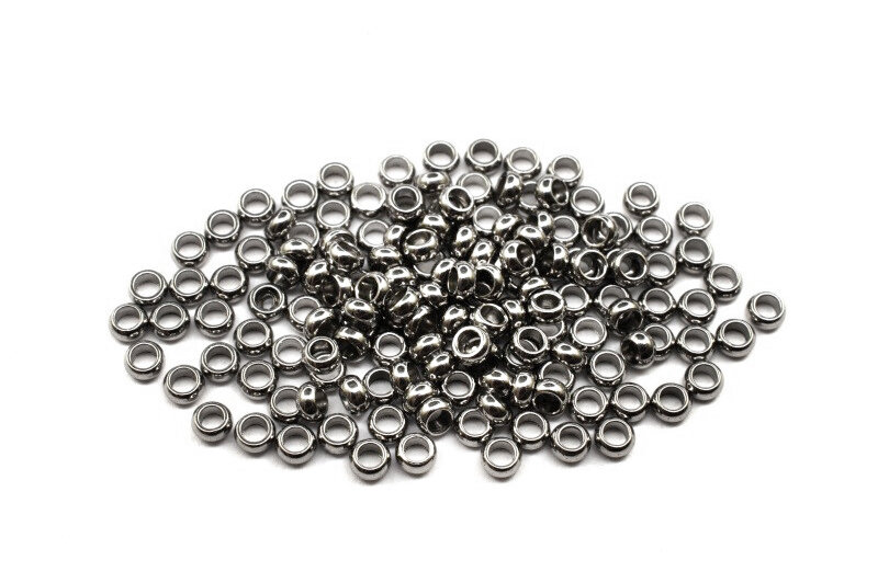 Кримпы (бусины зажимные) 1,9х1мм, отверстие 1мм, цвет платина, хирургическая сталь, 35-057, 1г (около 60шт)