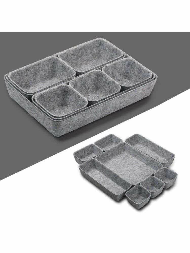 Фетровый ящик для хранения со встроенным молдингом, набор корзин многофункциональной косметической коробки11