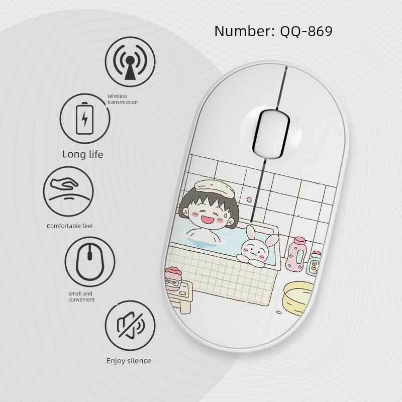 Беспроводная мышь Chibi Maruko-chan для ноутбуков, совместимая с ASUS, Lenovo, Xiaomi, перезаряжаемая по Bluetooth,