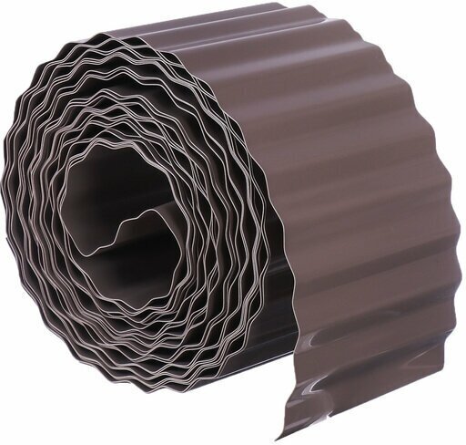 Лента бордюрная, 0.1 x 9 м, толщина 0,6 мм, пластиковая, гофра, тёмно-коричневая